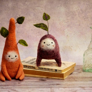 Needle Felted Vegetables Felted Beet & Carrot Figurines Cute Smiling ...