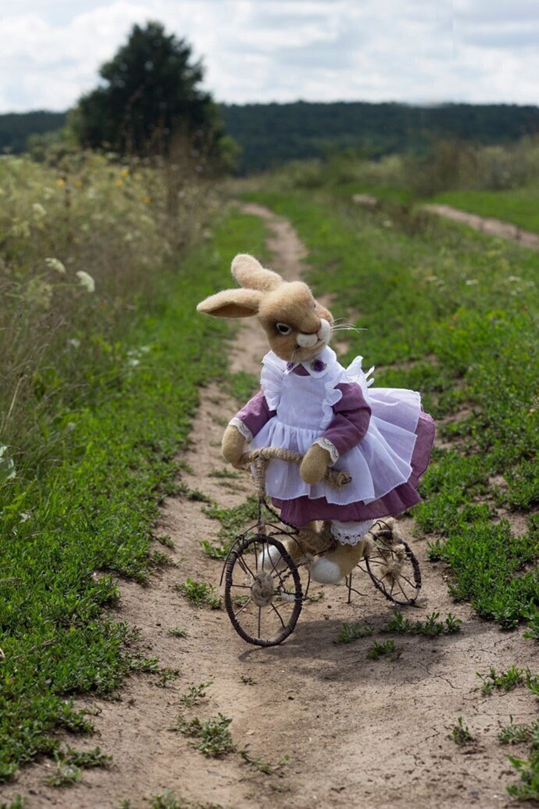 Needle Felted Bunny in Lace Retro-styled School Uniform ~ OOAK Handmade ...
