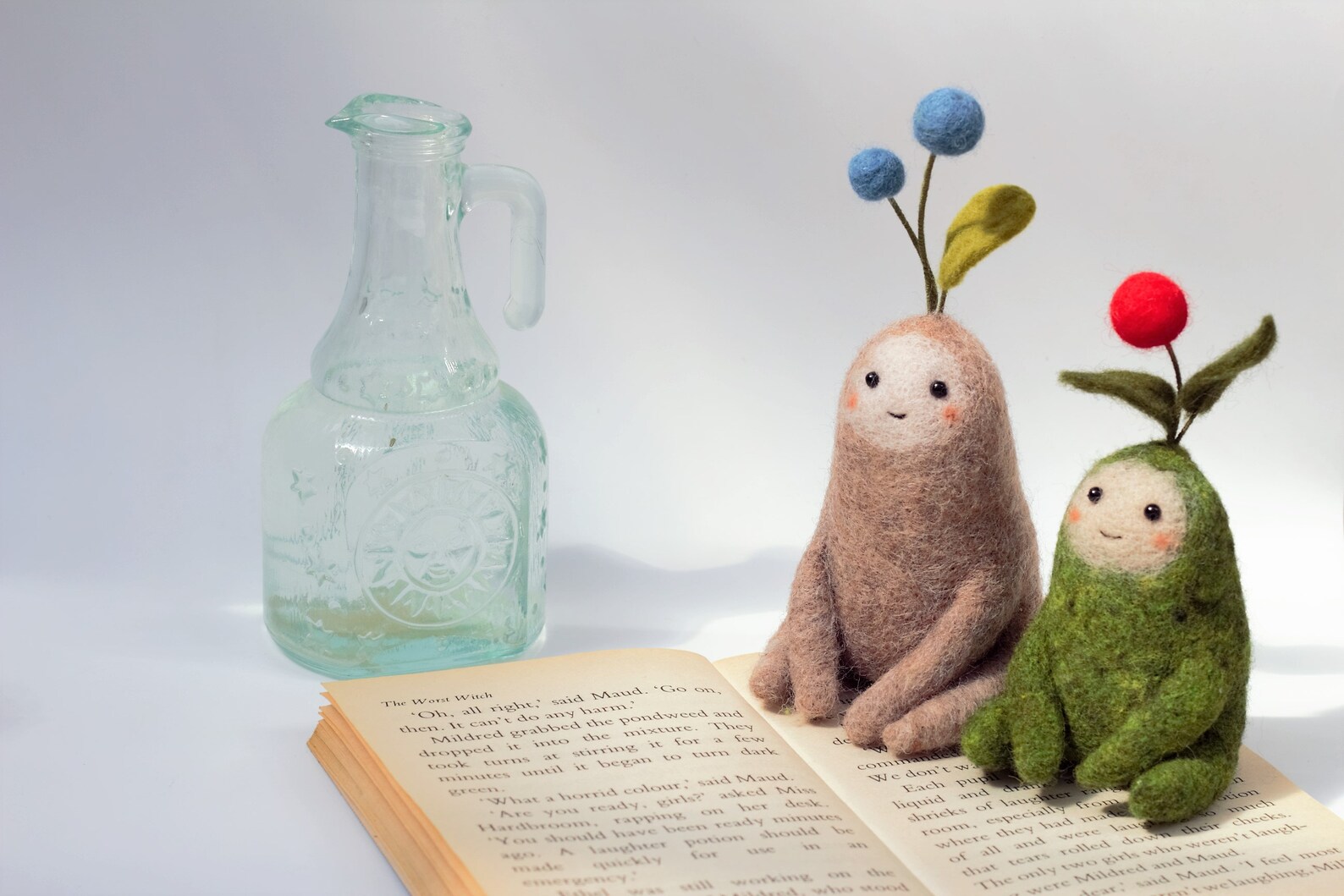 Needle Felted Plants Felted Plants With Red & Blue Berries - Etsy