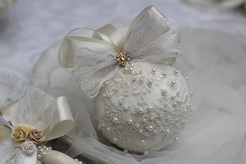 Cream & Ivory Christmas Tree Ornaments Handmade Nacreous X-mas - Etsy