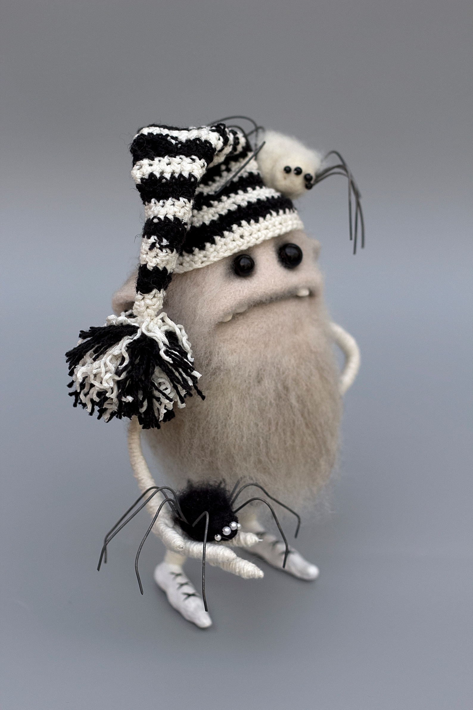 Needle Felted Monster Toothy Shaggy Monster With Black and - Etsy