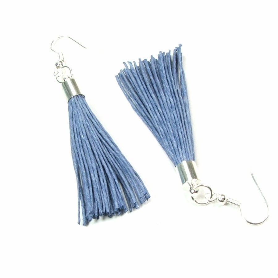 Jeans Color Jewelry Set, Organic Linen Jewelry, Stainless Steel Jewelry ...