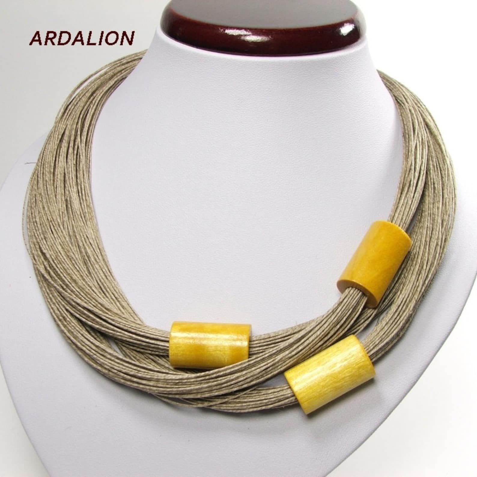 Colorful Wooden Linen Jewelry for Women, Wooden Beaded Necklace, Wooden ...