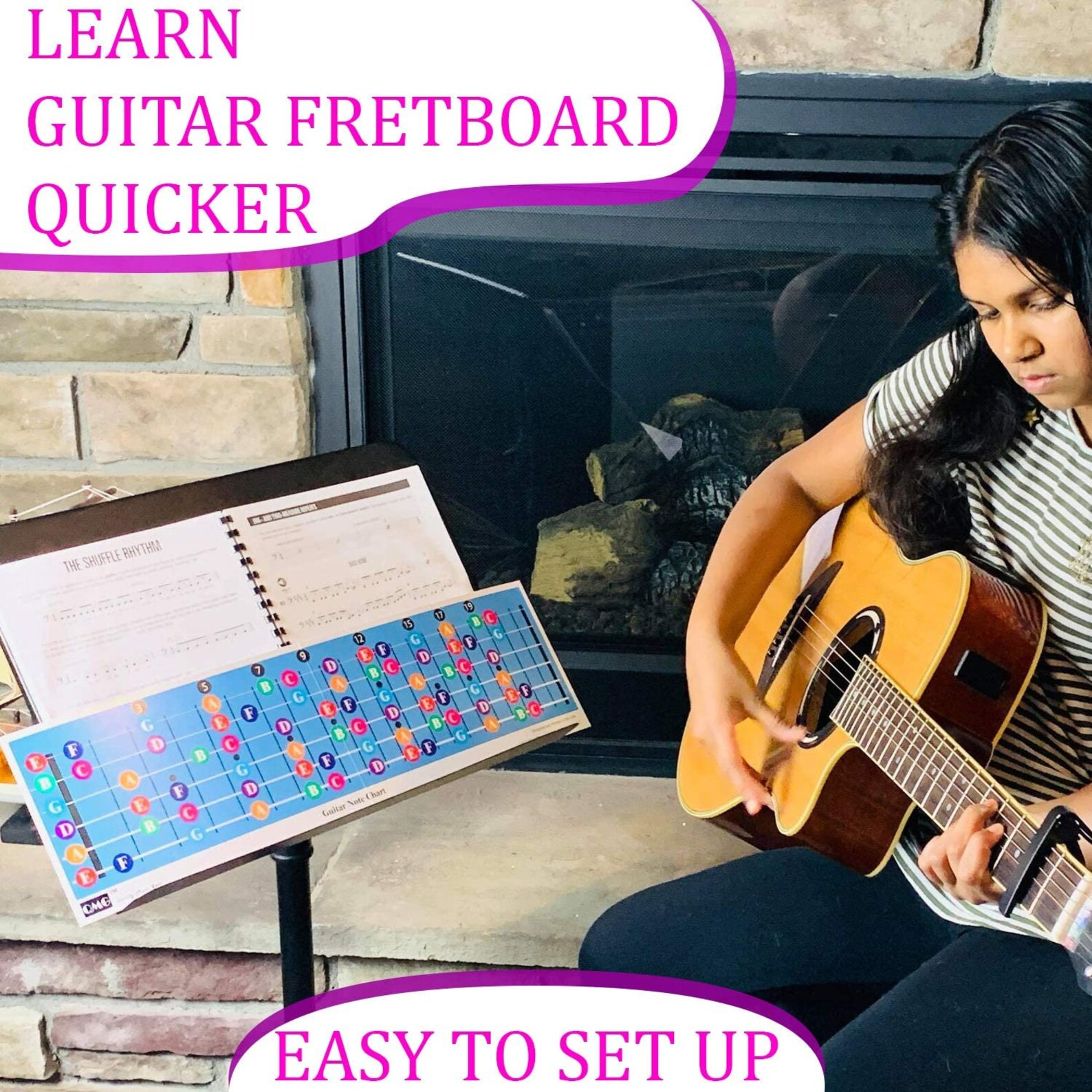 Color Coded Guitar Fretboard Note Chart, Learn to Play Guitar and Music ...