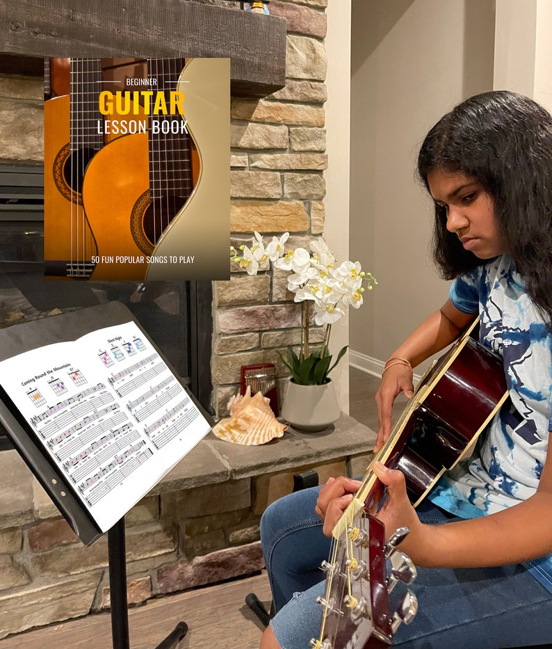 Beginner Guitar Lesson Book, Suitable for All Levels, Color Coded Notes ...