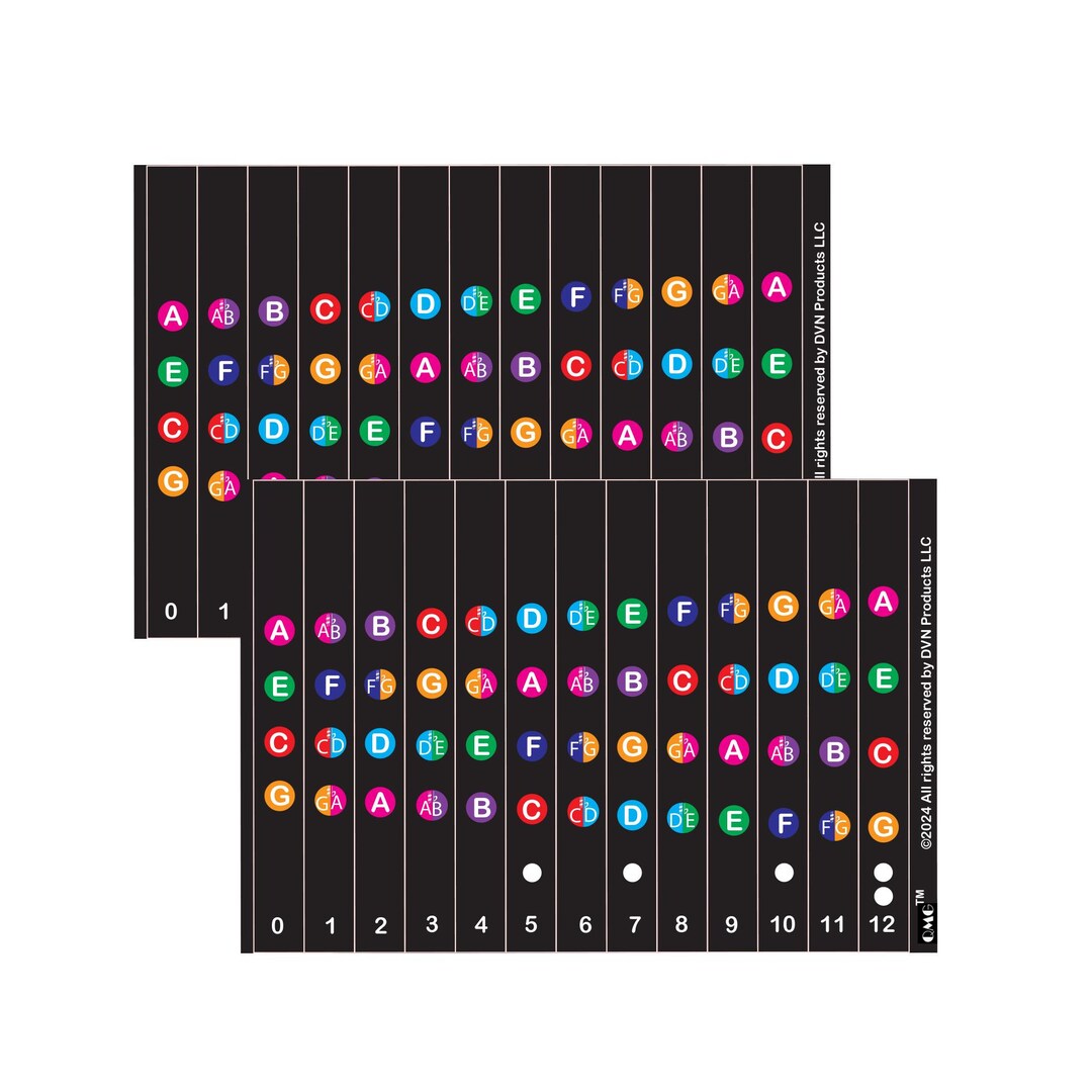 QMG Ukulele Fretboard Stickers, Note Stickers for Soprano Concert Tenor ...