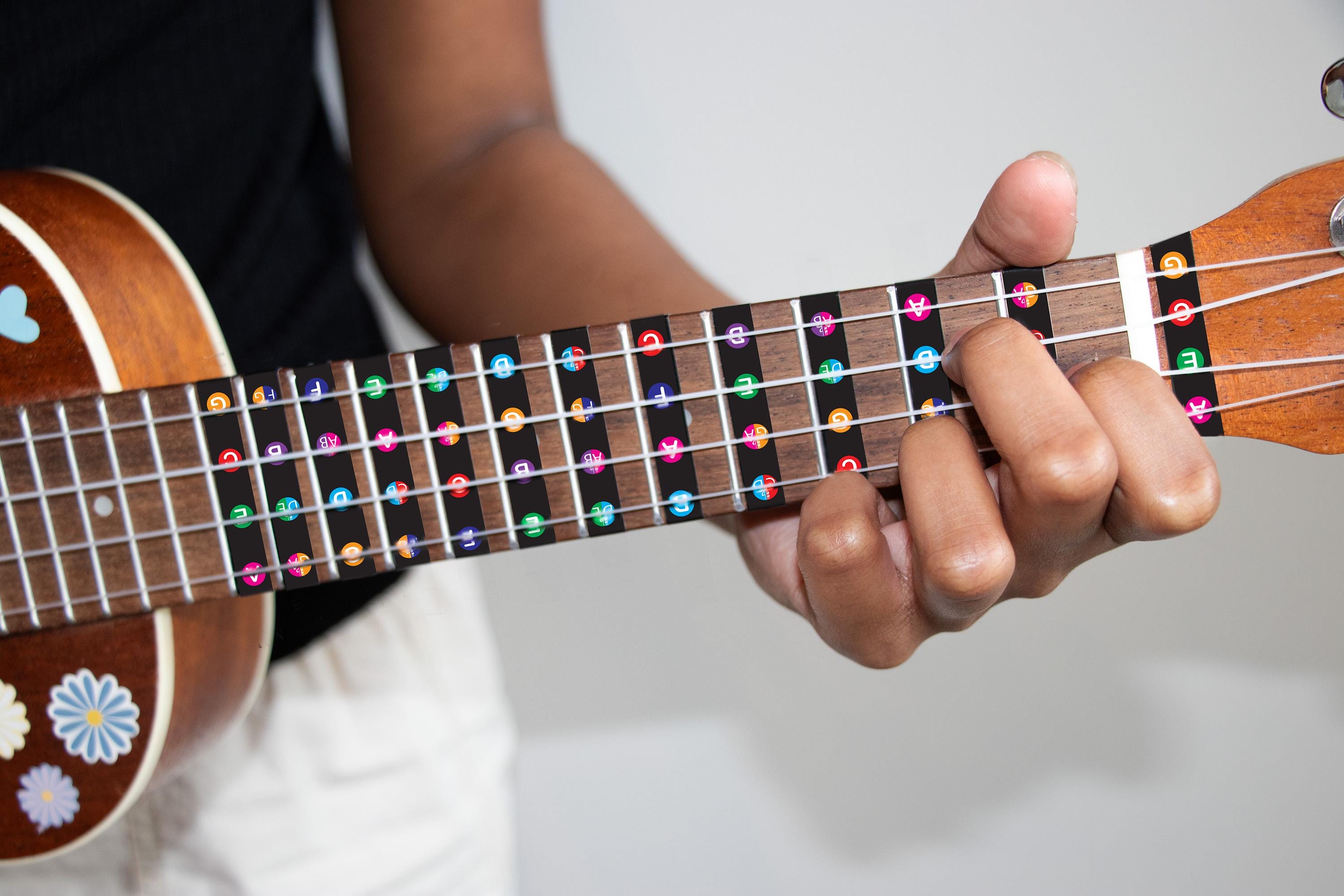 QMG Ukulele Fretboard Stickers, Note Stickers for Soprano Concert Tenor ...