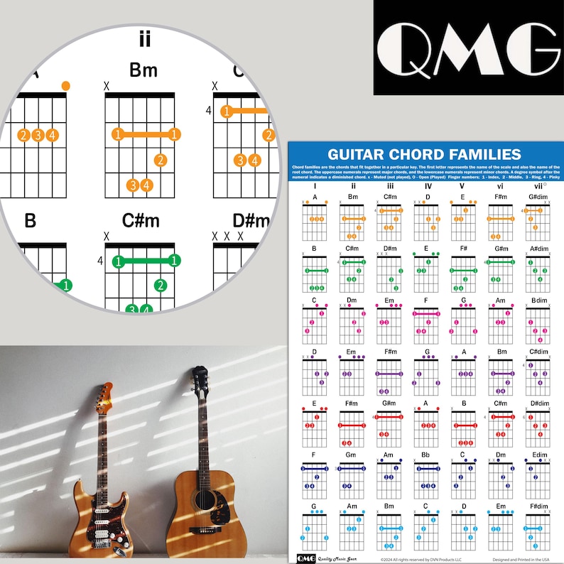 QMG Guitar Chord Families Poster (11"x17"), Guitars Accessories ...