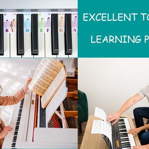 61 Key Full Size Piano Rake Key, Colorful Piano Keyboard Notes for ...