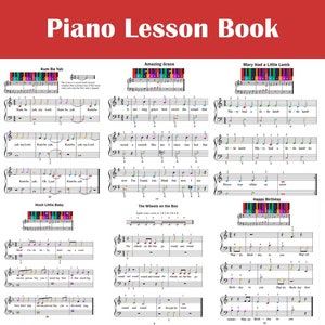 Beginner Piano Lesson Book 50 Amazing & Popular Songs and Color Piano ...