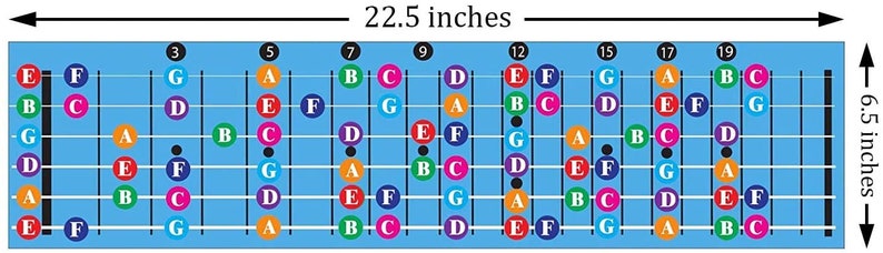 Color Coded Guitar Fretboard Note Chart Learn to Play Guitar - Etsy