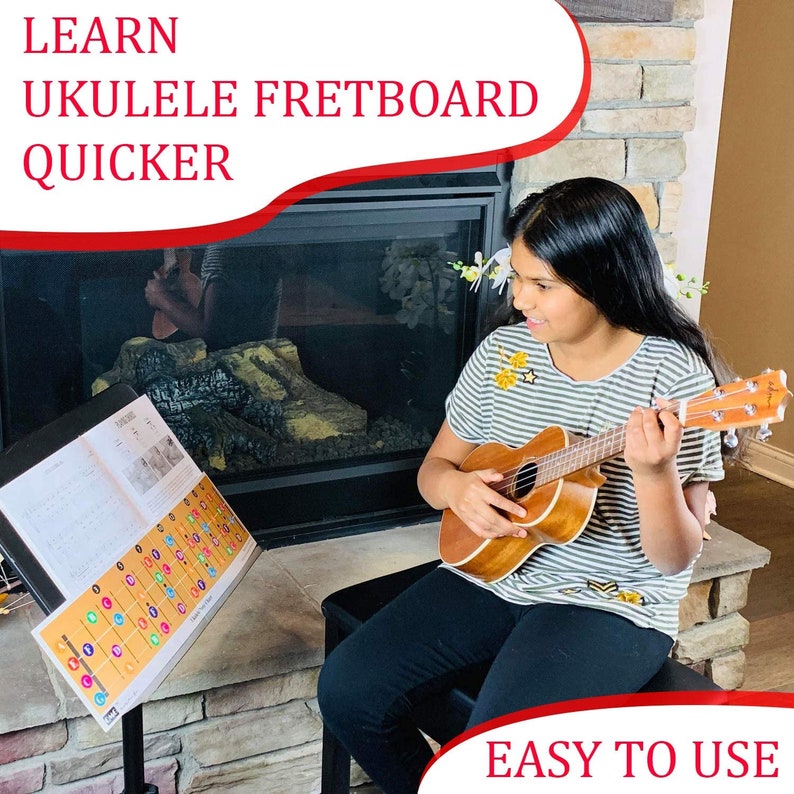Color Coded Ukulele Guitar Fretboard Note Chart Learn to Play - Etsy