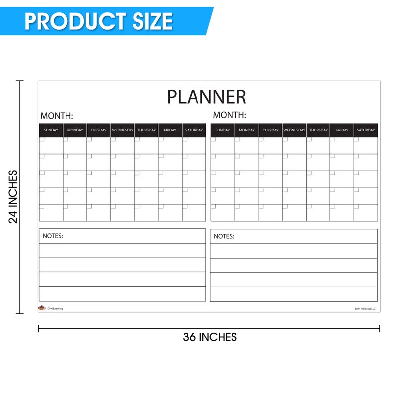 Large Dry Erase Calendar for Wall 2 Month Yearly Wall Planner, Folded ...