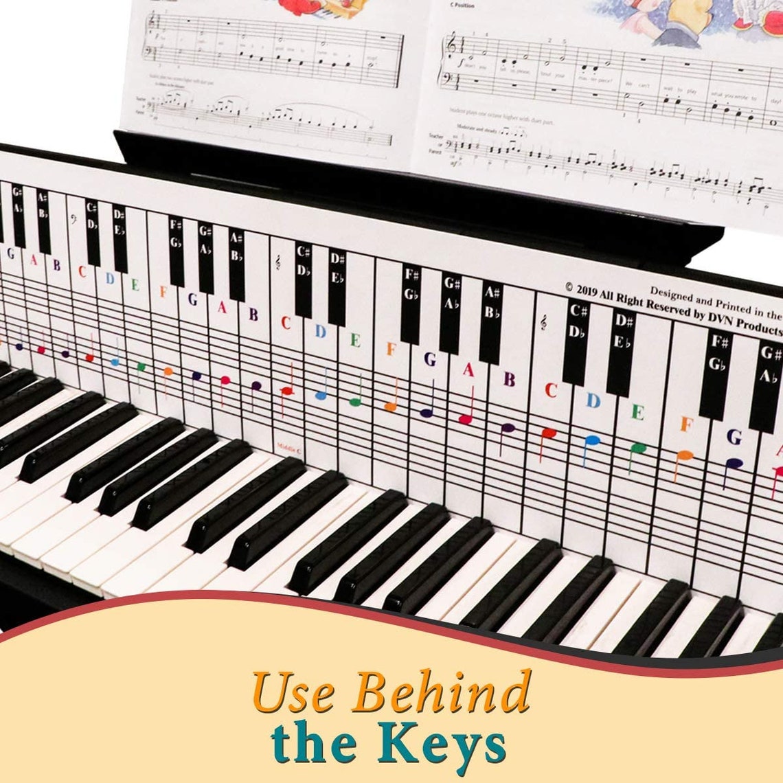 Piano and Keyboard Note Chart, Use Behind the Keys, Ideal Visual Tool ...