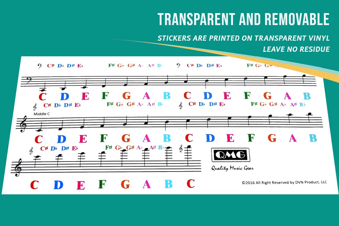 Piano Sticker for 61 Key Keyboards Transparent and Removable - Etsy