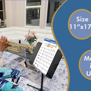 Trumpet Fingering Chart With Color-coded Notes, Learn Trumpet Technique ...