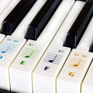 Color Piano Stickers for 49/61/ 76/88 Key Keyboards – Transparent and ...