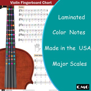 Violin Fingering Chart With Color-coded Notes, Learn Violin Scales ...
