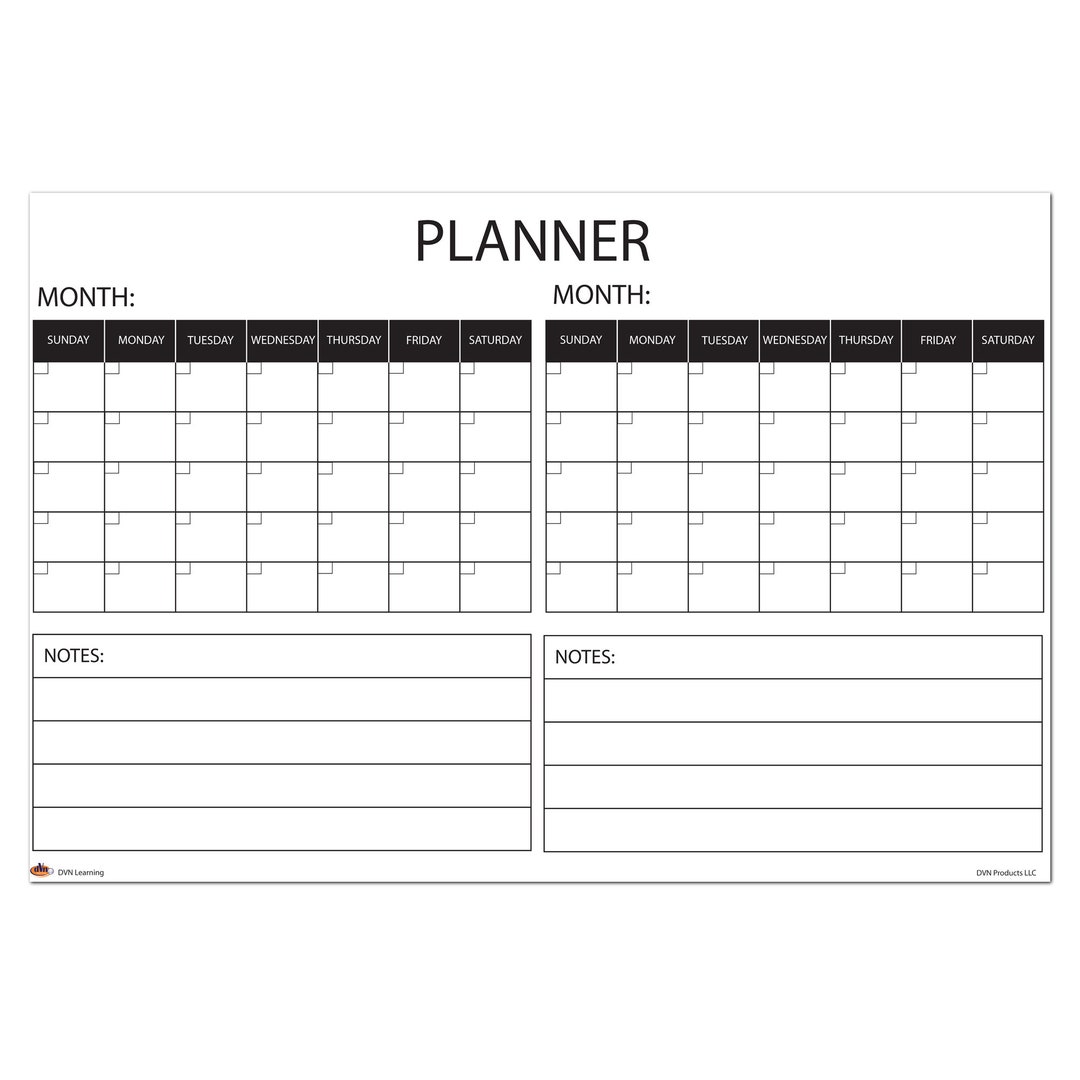 Large Dry Erase Calendar for Wall 2 Month Yearly Wall Planner, Folded ...