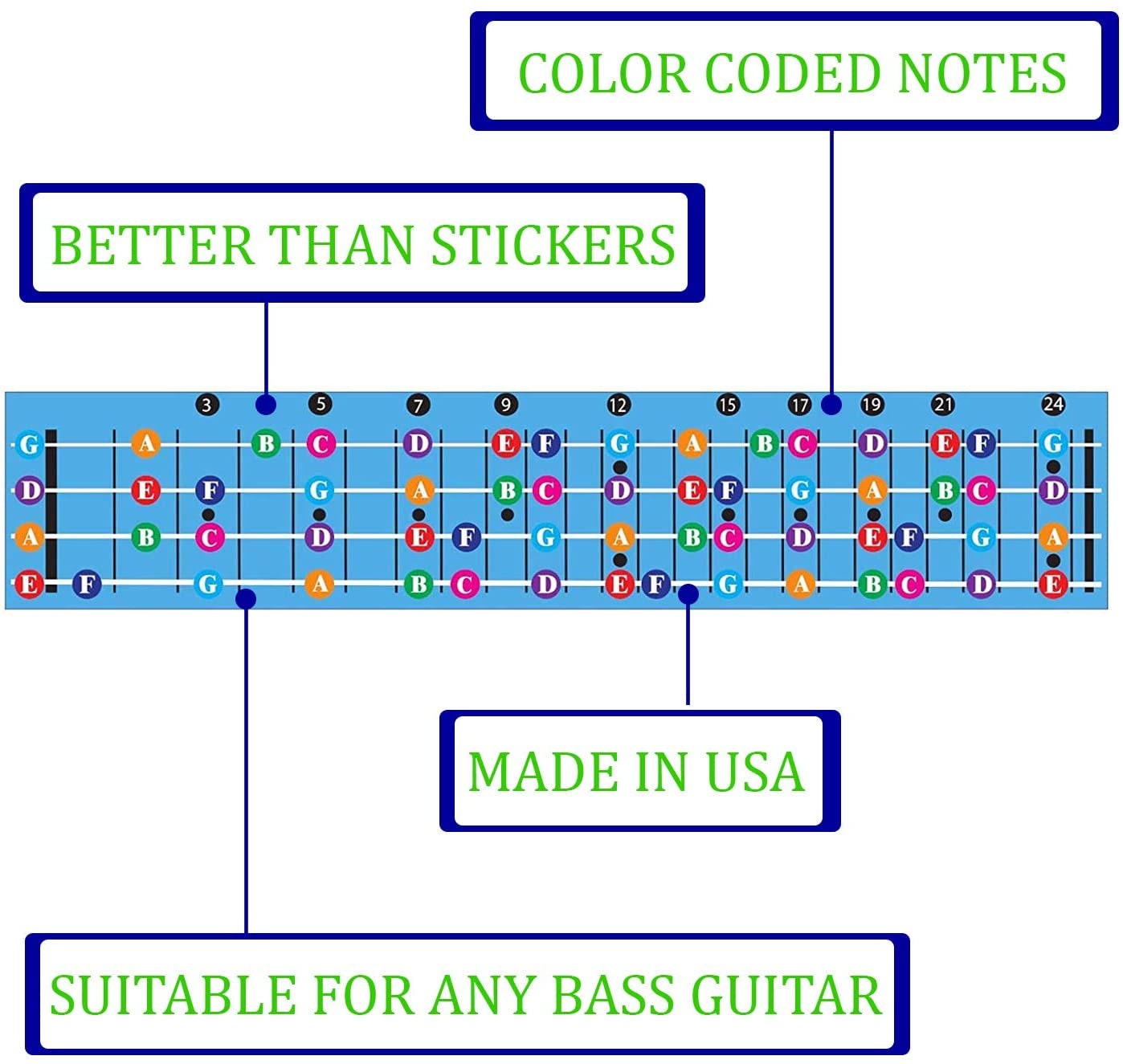 Bass Guitar Fretboard Note Chart Learn to Play Guitar and | Etsy Canada