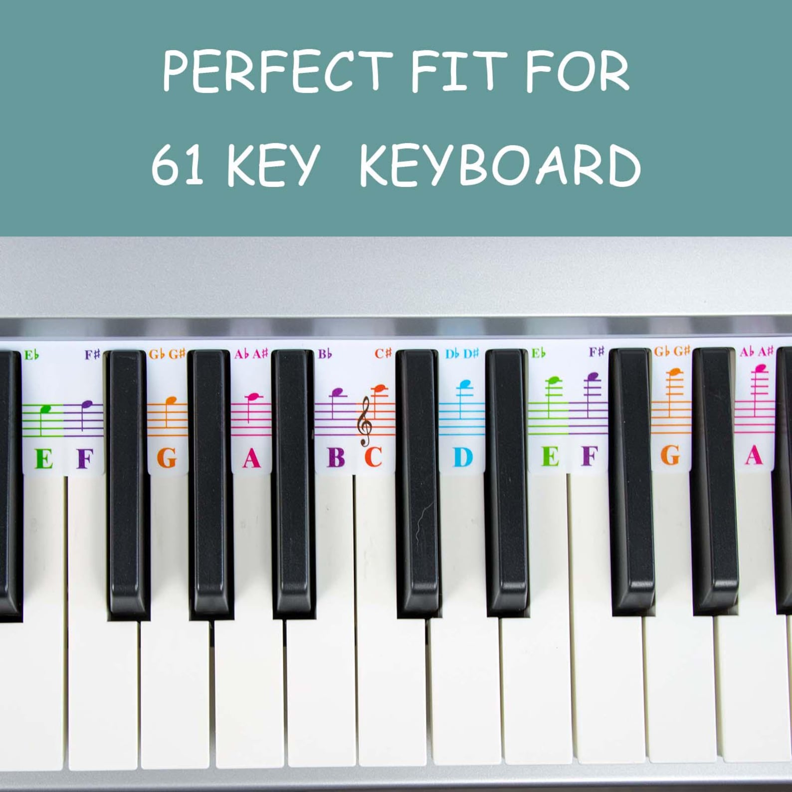 QMG Colorful Piano Keyboard Notes for Beginner, Removable Note Labels ...