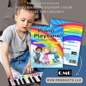 Rainbow Color Piano and Keyboard Sticker and Kids Piano Learning Book ...