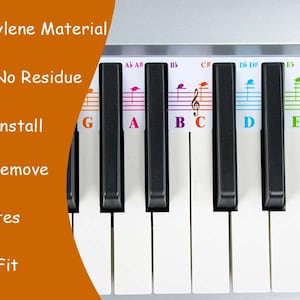 61 Key Full Size Piano Rake Key, Colorful Piano Keyboard Notes for ...