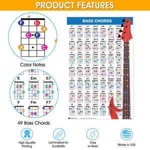 QMG Bass Guitar Chord Poster (11"x17"), Bass Guitars Accessories ...