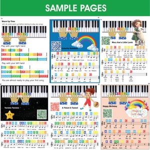 Rainbow Color Piano and Keyboard Sticker and Kids Piano Learning Book ...