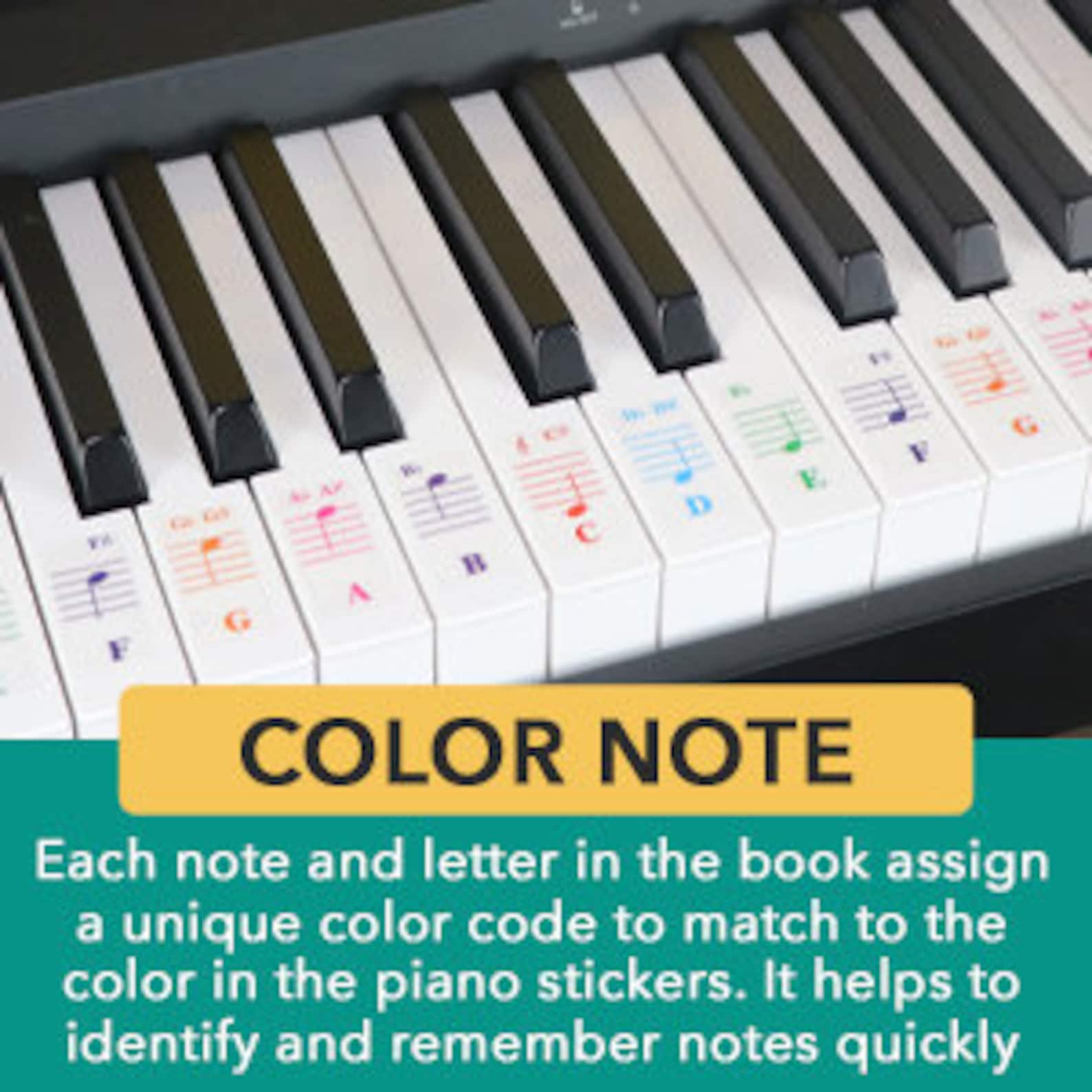 Color Piano and Keyboard Stickers and Complete Color Note - Etsy
