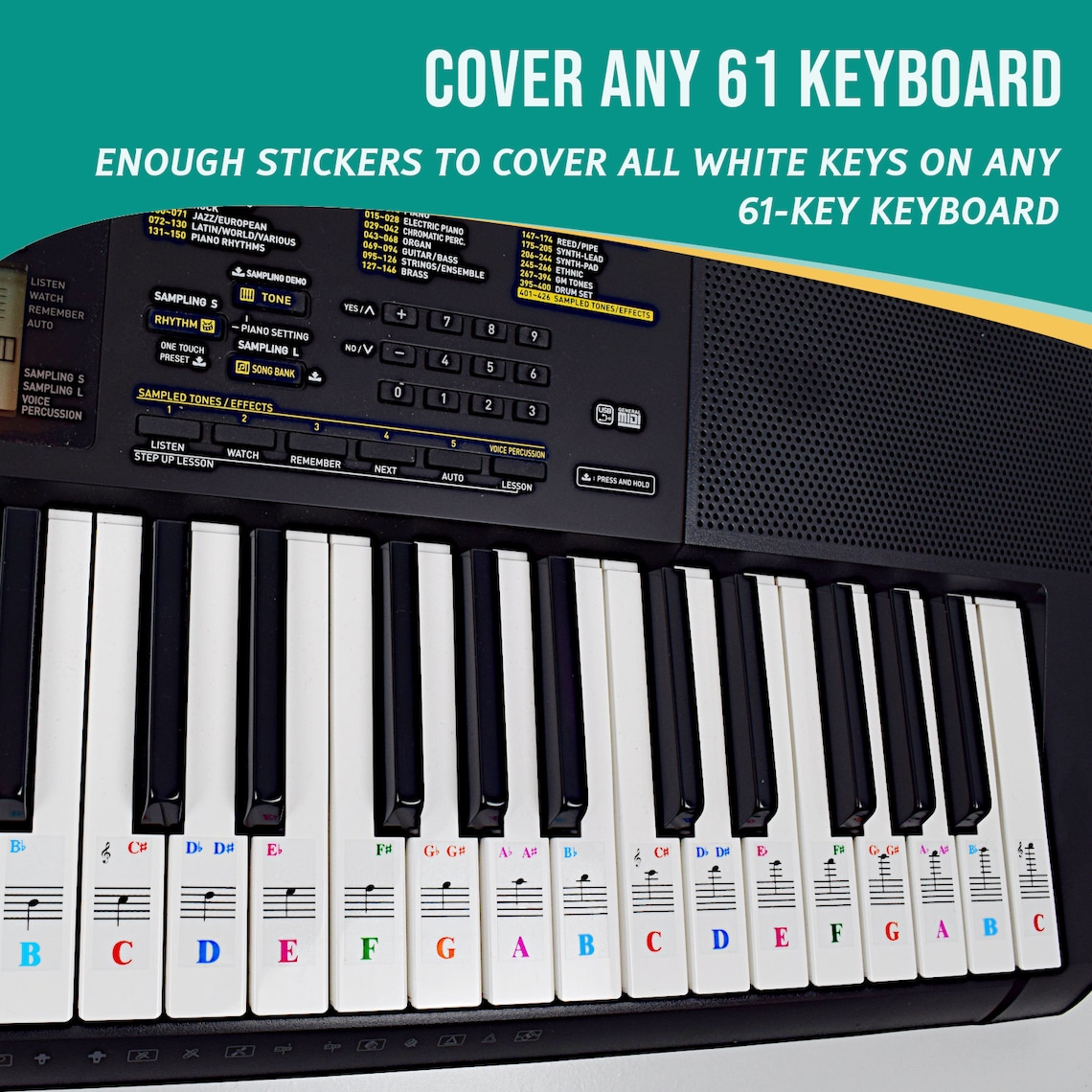Piano Sticker for 61 Key Keyboards Transparent and Removable - Etsy