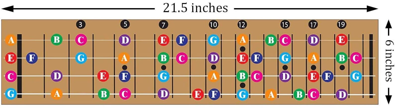 Color Coded Ukulele Guitar Fretboard Note Chart Learn to Play | Etsy