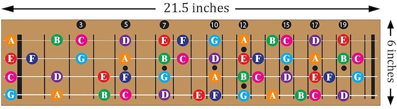 Color Coded Ukulele Guitar Fretboard Note Chart Learn to Play - Etsy