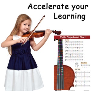 Violin Fingering Chart With Color-coded Notes, Learn Violin Scales ...