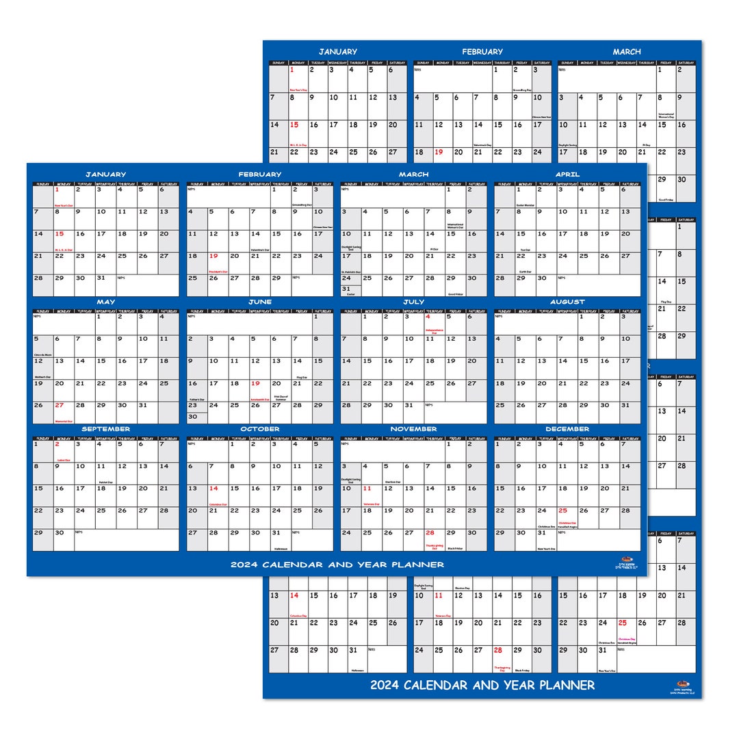 18 X 12, 2024 Wall Calendar 12 Month Annual Yearly Wall Planner ...