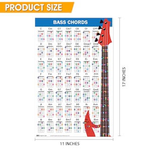 QMG Bass Guitar Chord Poster (11"x17"), Bass Guitars Accessories ...