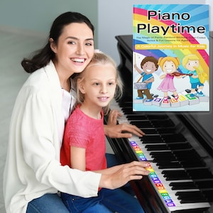 Rainbow Color Piano and Keyboard Sticker and Kids Piano Learning Book ...