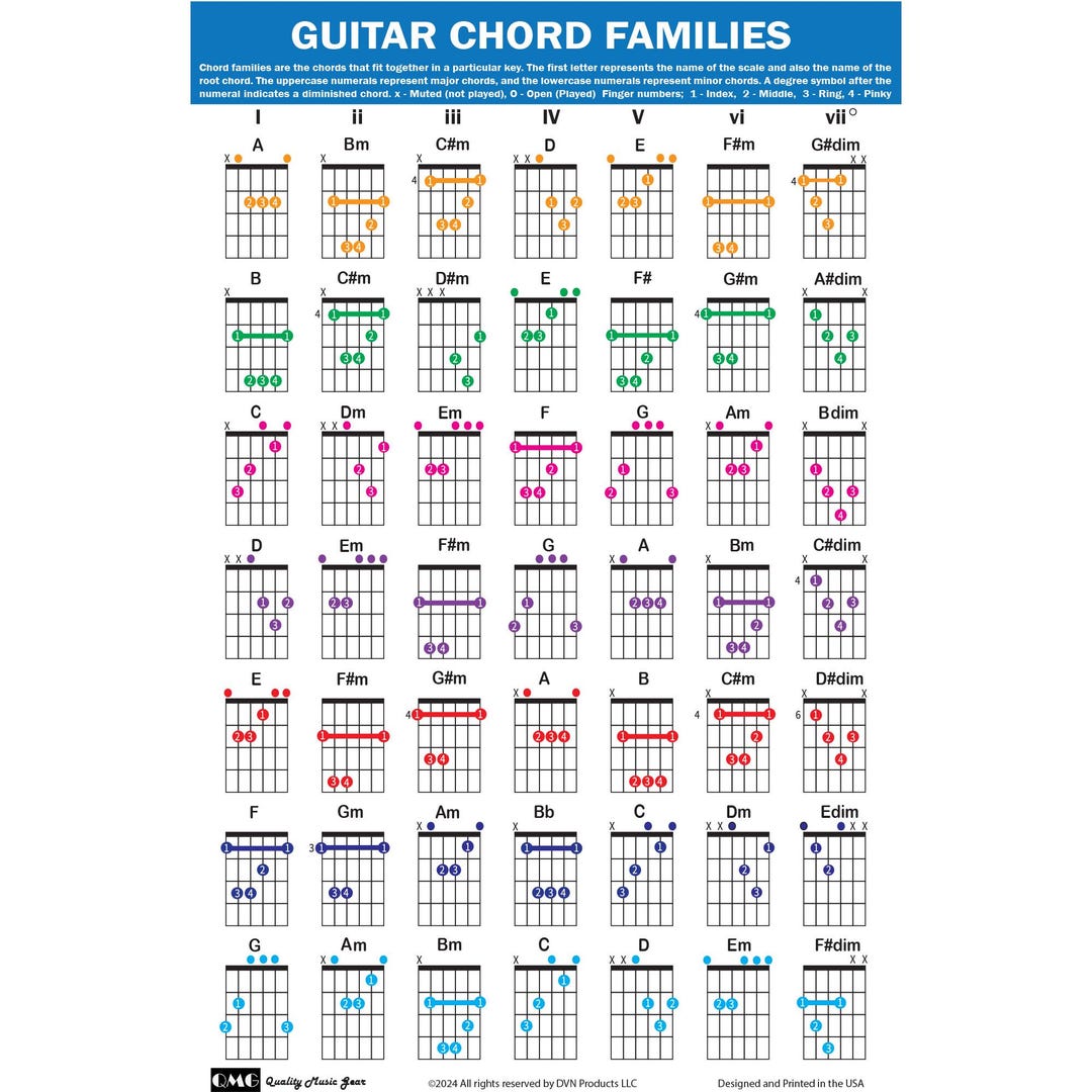 QMG Guitar Chord Families Poster (11"x17"), Guitars Accessories ...