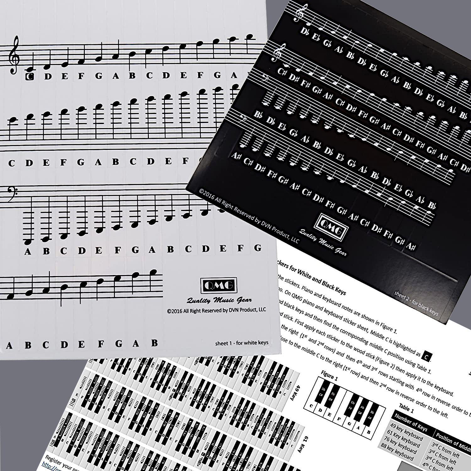 Piano and Keyboard Music Note Full Set Stickers for White and | Etsy