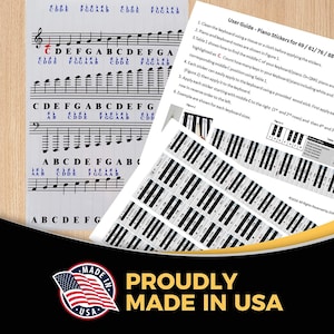 Piano Stickers for 49 / 61/ 76 / 88 Key Keyboards – Transparent and ...