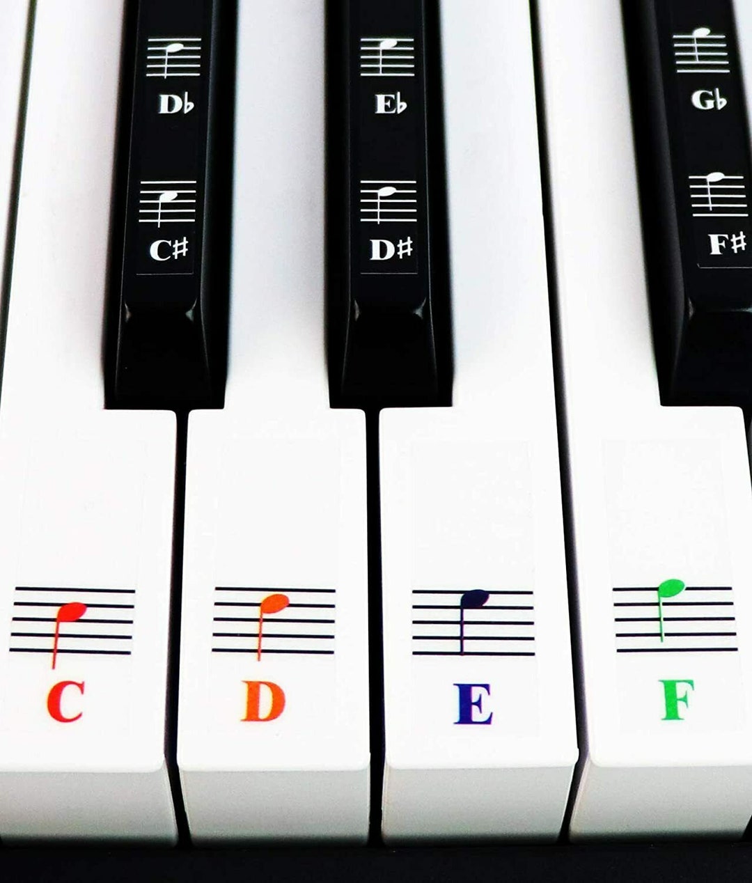 QMG Color Piano Keyboard Music Note Full Set Stickers for White and ...