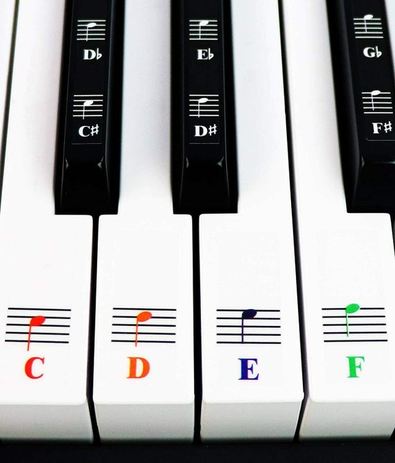 QMG Color Piano Keyboard Music Note Full Set Stickers for | Etsy