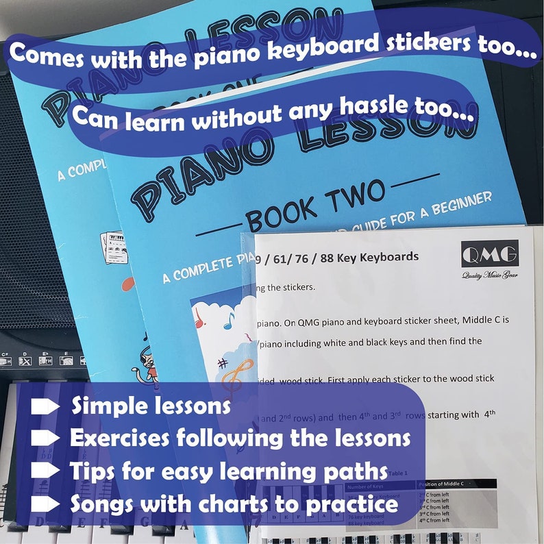 Piano and Keyboard Stickers and Complete Piano Music Lesson and Guide ...