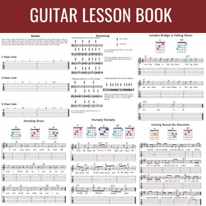 Beginner Guitar Lesson Book, Suitable for All Levels, Color Coded Notes ...