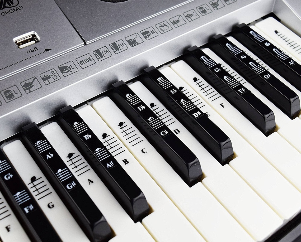 Piano and Keyboard Music Note Full Set Stickers for White and | Etsy