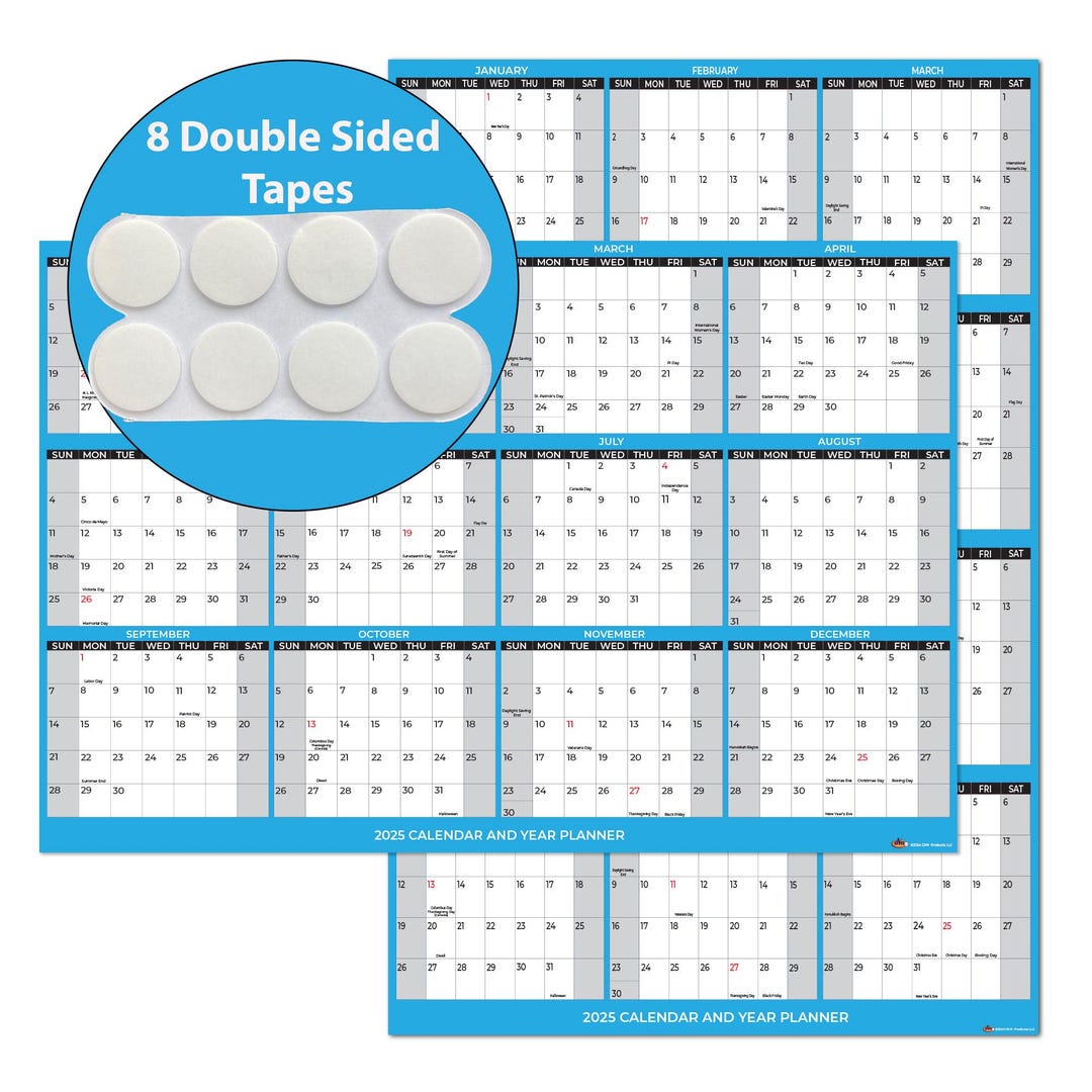 24" X 36" 2024 Wall Calendar Monthly Large Wet & Dry Erase Laminated 12 ...