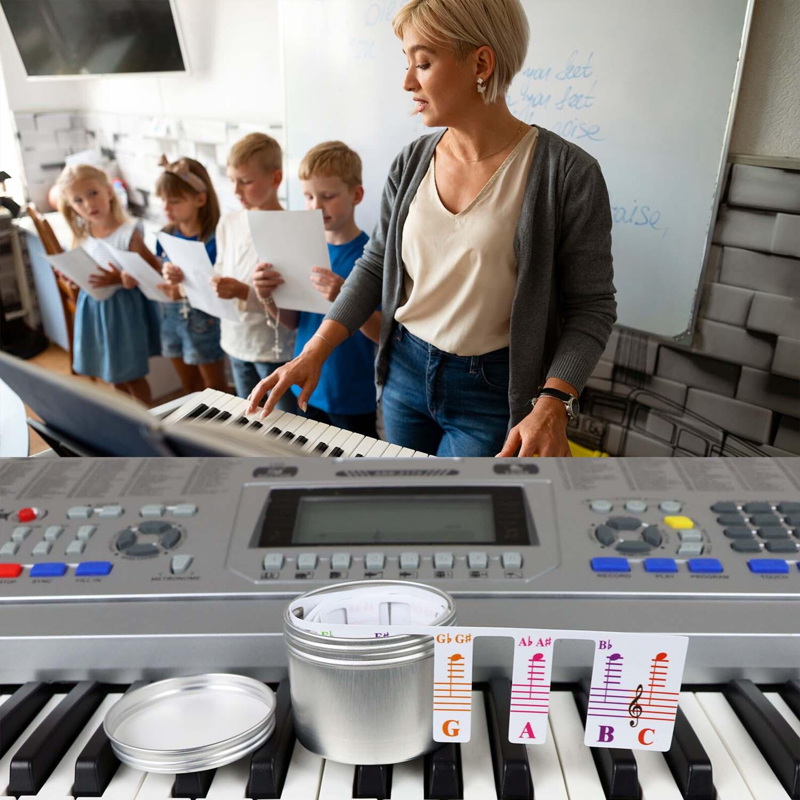 QMG Colorful Piano Keyboard Notes for Beginner, Removable Note Labels ...
