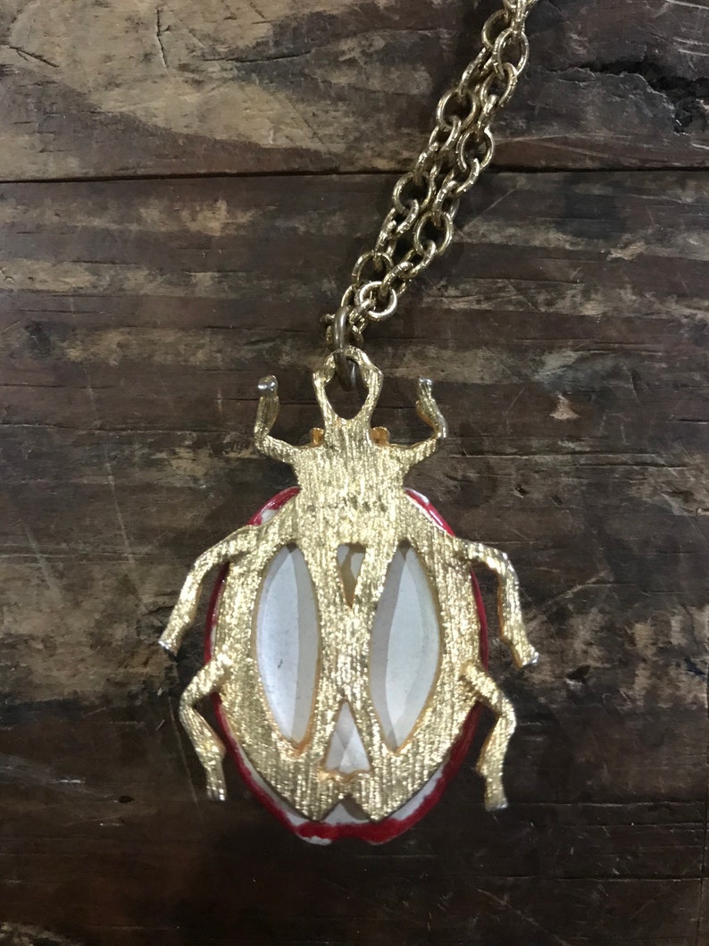 Vintage Lady Bug Pendant Necklace - Etsy