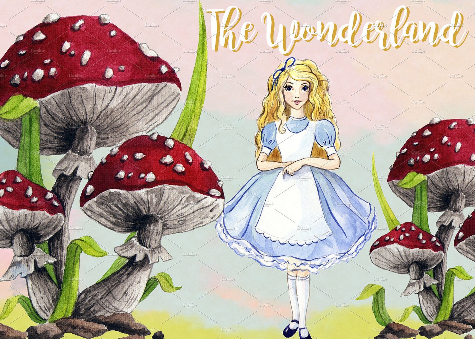 Watercolor Alice, Alice in Wonderland, Alice , Alice Clipart, Alice in ...