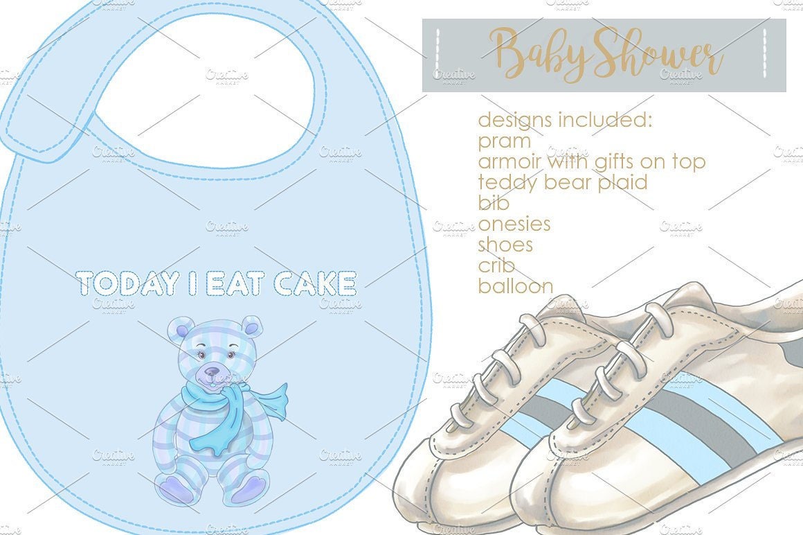 Watercolor Baby Shower Boy Patterns - Etsy